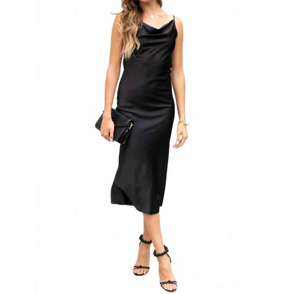 Venti6 | Dresses | New Venti6 Little Black Slip Midi Dress In Black ...